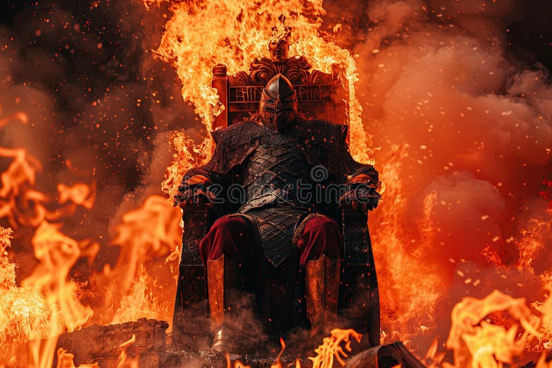 Scary Sinister Devil is in Hell with Dramatic Fire Lighting Stock ...