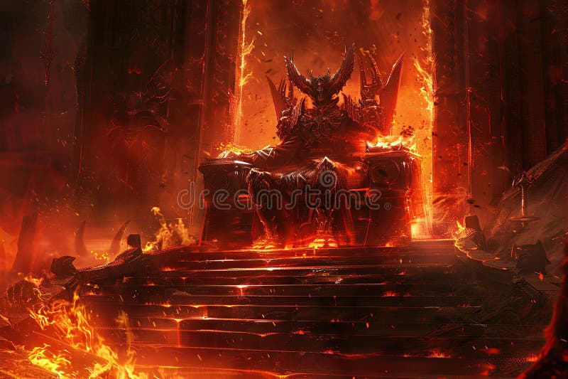 Scary Sinister Devil is in Hell with Dramatic Fire Lighting Stock ...