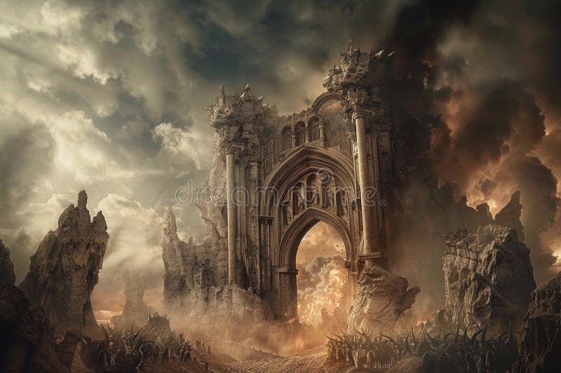 Scary Sinister Devil is in Hell with Dramatic Fire Lighting Stock Image ...