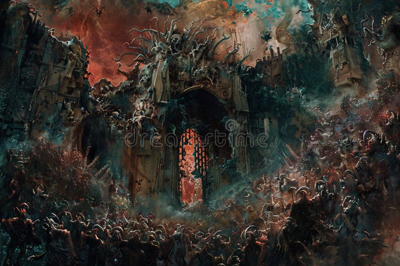 Scary Sinister Devil is in Hell with Dramatic Fire Lighting Stock ...