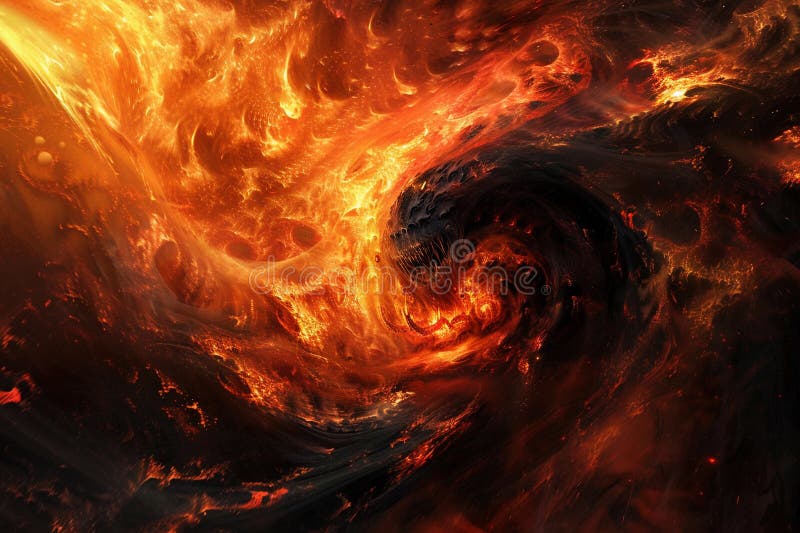 Scary Sinister Devil is in Hell with Dramatic Fire Lighting Stock Photo ...