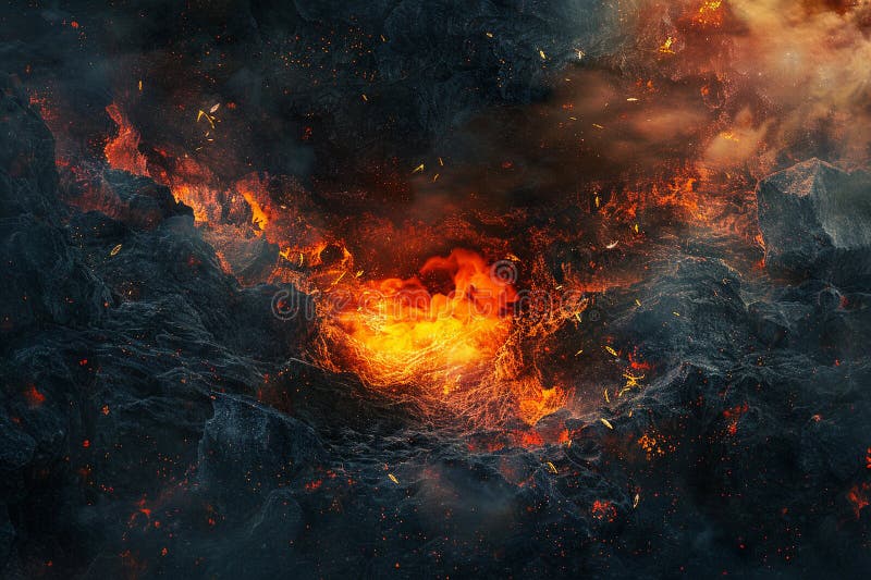 Scary Sinister Devil is in Hell with Dramatic Fire Lighting Stock Image ...