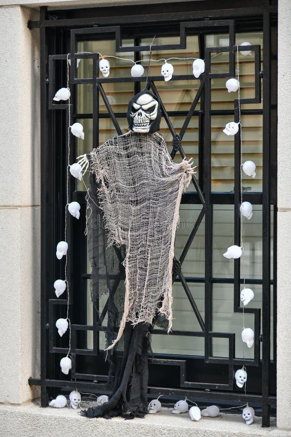 Scary Skeleton As Outdoor Halloween Decorations. Editorial Image ...
