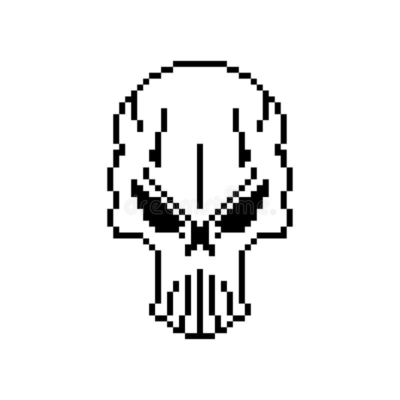 Scary Skull Pixel Art. 8 Bit Skeleton Head Stock Vector - Illustration ...