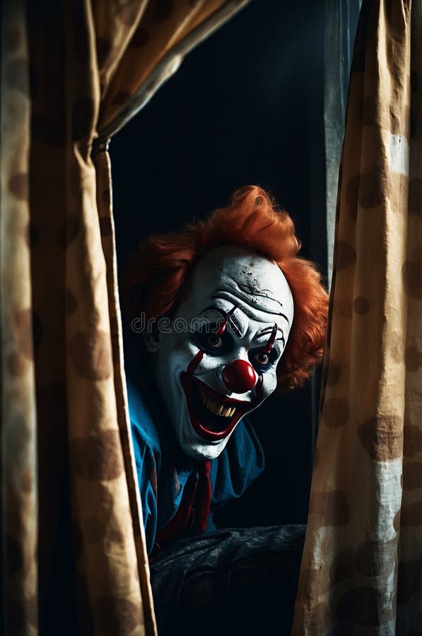 Scary Smiling Clown, Horror Clown, Mask. Stock Illustration ...