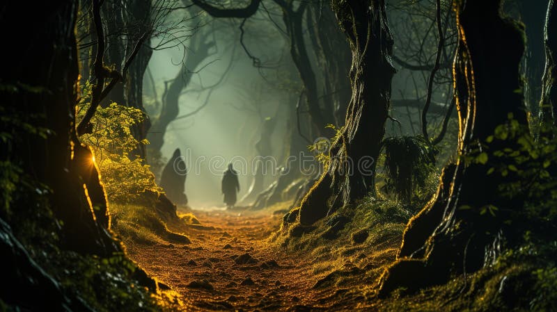 Scary Spooky Environment during Night Stock Image - Image of monster ...