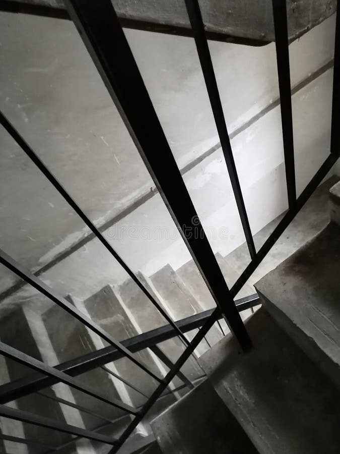 Scary, Spooky Stairs in the Basement. Stock Image - Image of monochrome ...