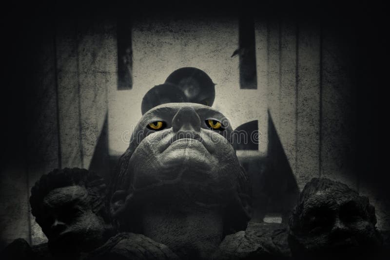 Scary stone diabolic face stock photo. Image of high - 21803298