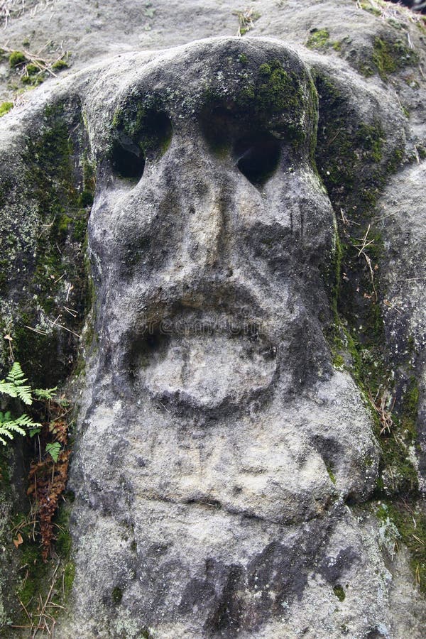 Scary Stone Head stock photo. Image of sculpture, terrible - 55693588