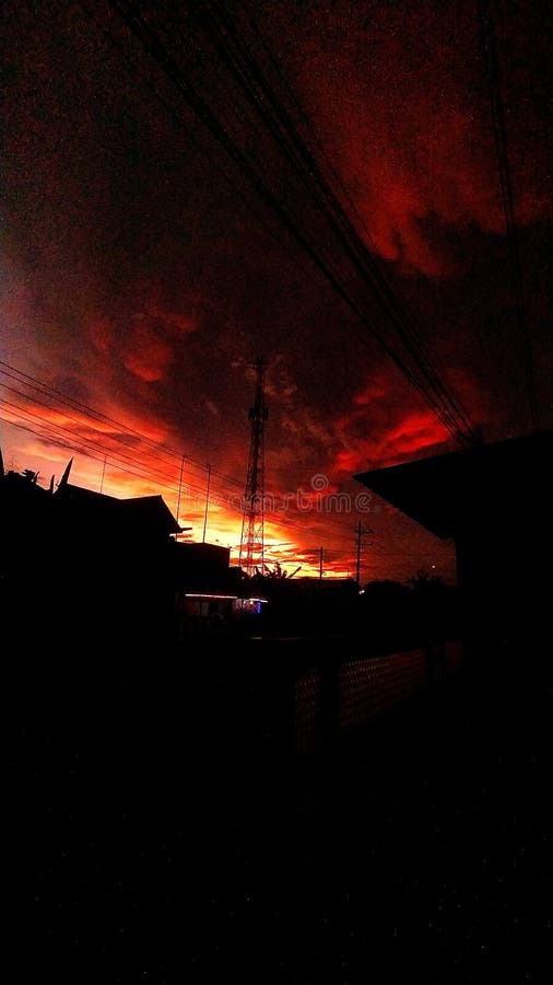 Scary stormy cloud sunset stock photo. Image of stormy - 271605862