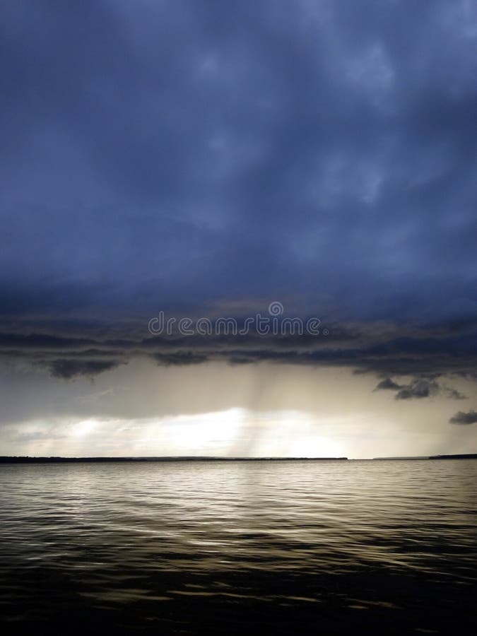 Scary Stormy Sky Over the River in the Middle of Summer. Stock Image ...