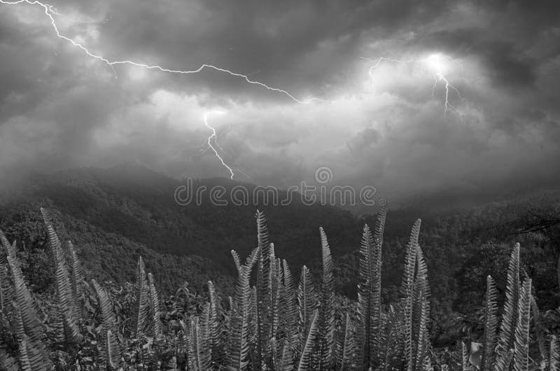 Scary Lightning Storm Over the Mountains Stock Photo - Image of natural ...