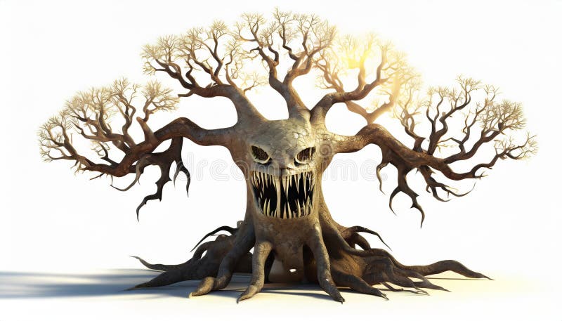 Scary Tree Isolated on White Background Stock Illustration ...