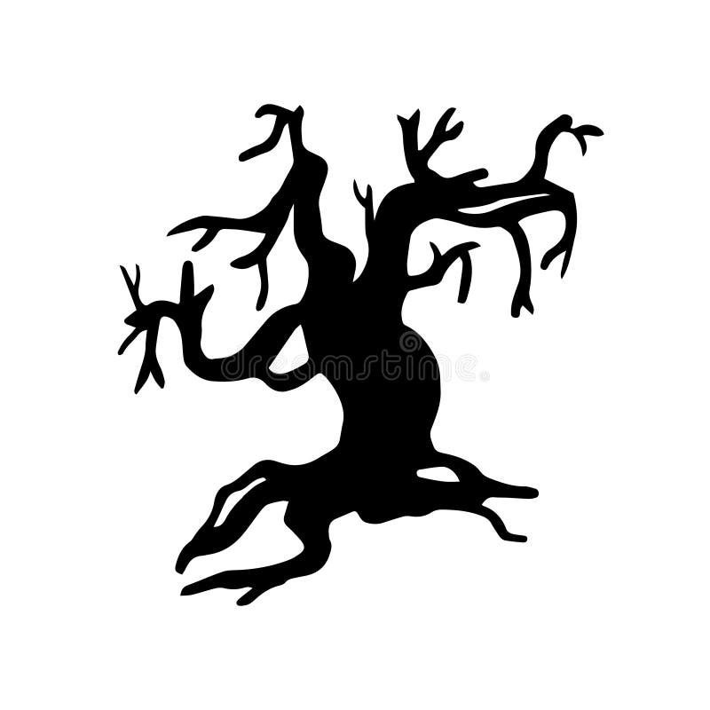 Scary trees doodle set. stock vector. Illustration of black - 197130239