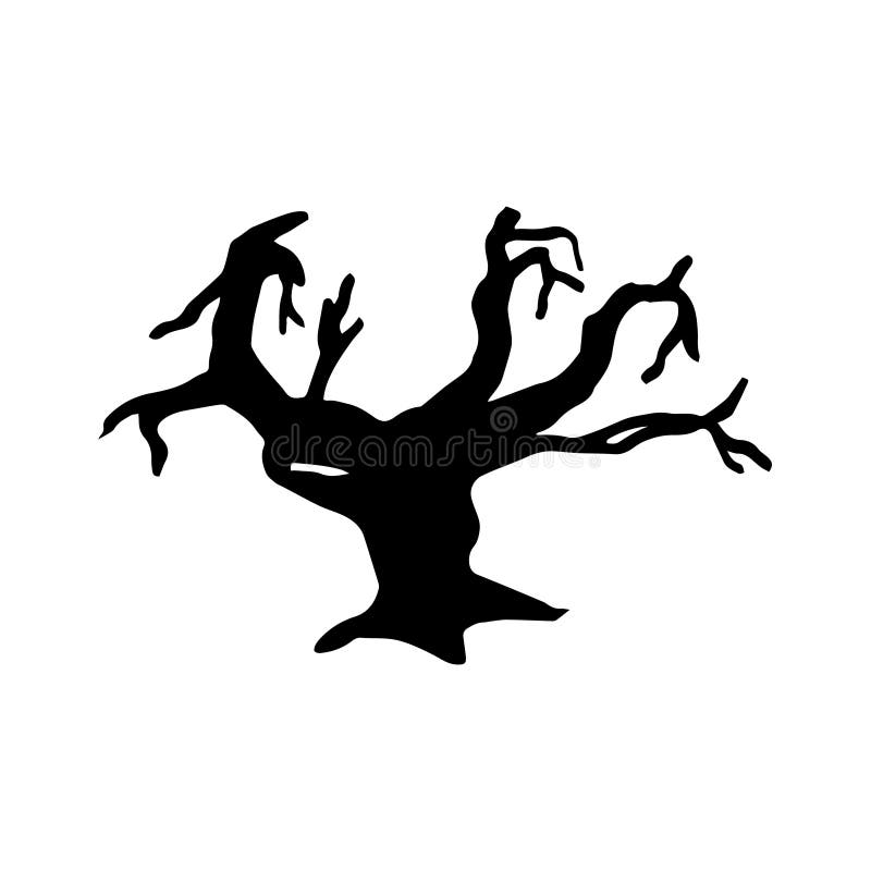 Scary trees doodle set. stock vector. Illustration of collection ...