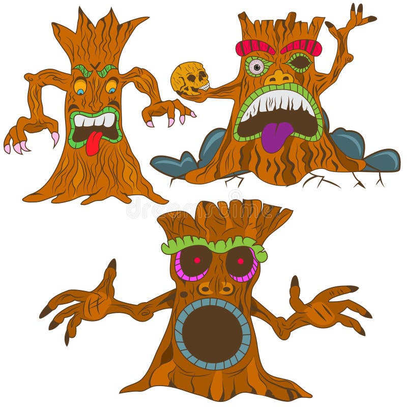 Scary trees stock vector. Illustration of halloween, hand - 58504465