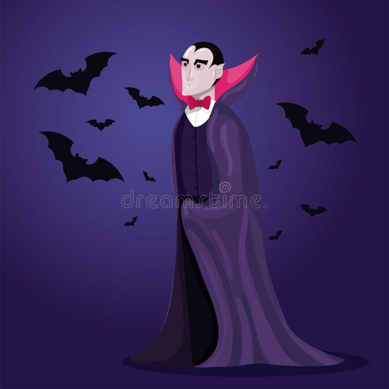 Scary Vampire with Bats Fantasy Character Vector Stock Vector ...