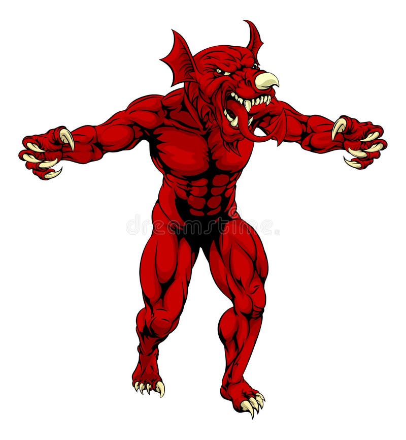 Scary Welsh Red Dragon stock vector. Illustration of mean - 61505482