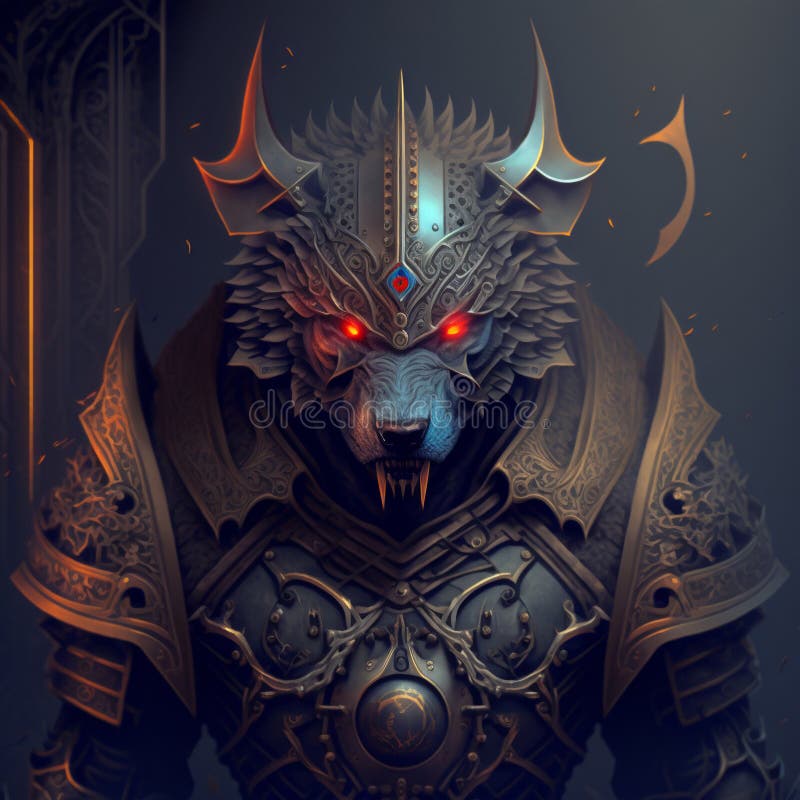 Scary werewolf in armor stock illustration. Illustration of magic ...