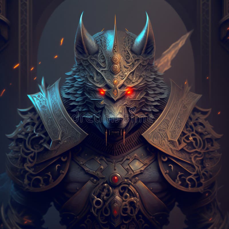 Scary werewolf in armor stock illustration. Illustration of hello ...