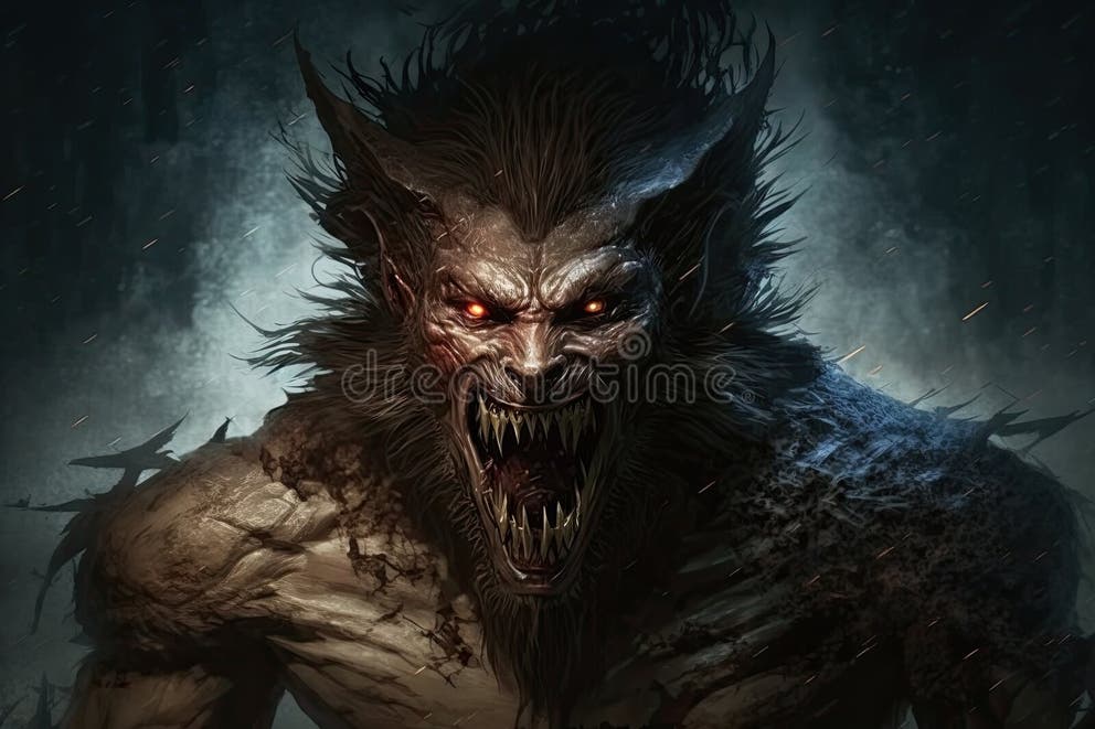 Scary Werewolf Charging at the Camera, Teeth Bared Stock Illustration - Illustration of charging ...