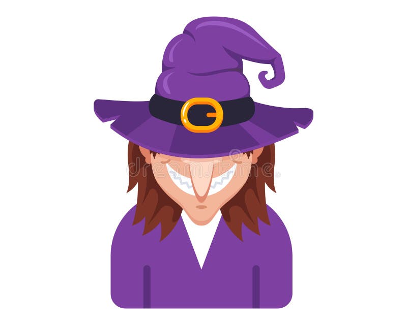 Scary Witch in Purple Robe and Magic Hat. Stock Vector - Illustration ...