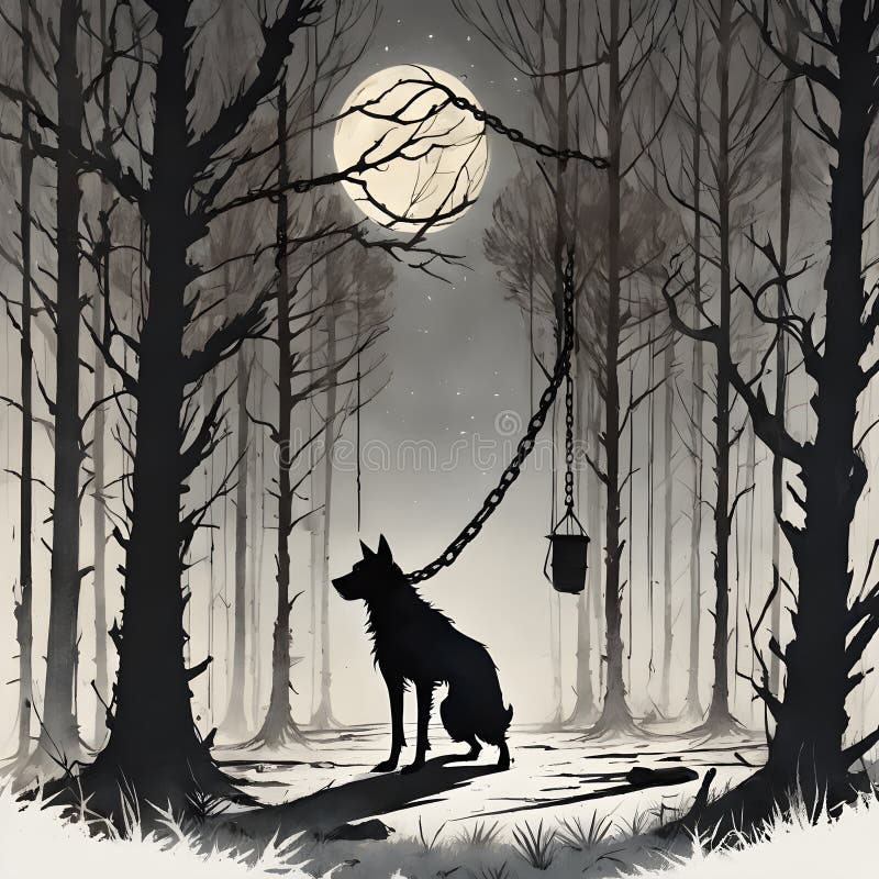 Scary Wolf Moon Lit Background Forrest Scene Seq 1 of 9 Stock ...