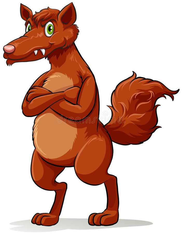 Scary Wolf Hiding Behind a Tree. Vector Illustration Stock Vector ...