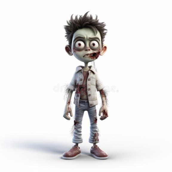 Cartoon Zombie Boy: 3d Illustration in the Style of Bill Gekas and ...