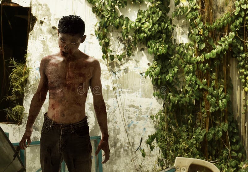 Scary Zombie on Old Building Stock Image - Image of frightening, evil ...