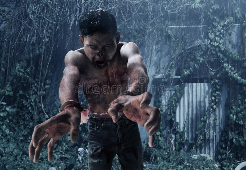 Scary Zombie on Old Building Stock Image - Image of cruel, fear: 98332327