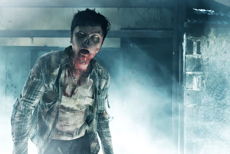 Scary Zombie on Old Building Stock Image - Image of blood, evil: 98332393