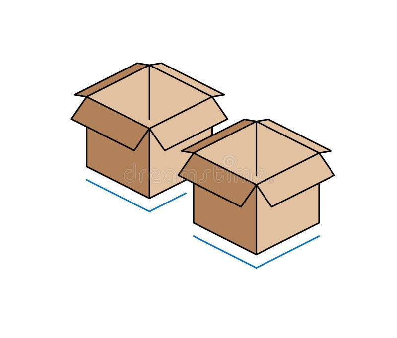 Scatole Di Cartone Isolate Su Cenni Storici Bianchi Illustrazione ...