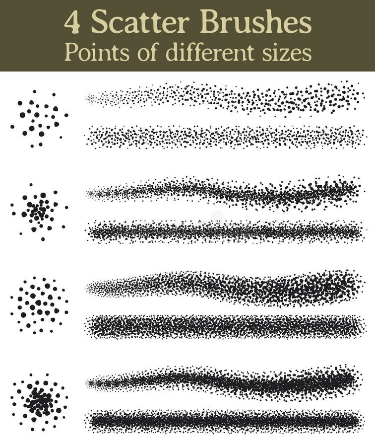 4 Scatter Brushes, Points of Different Sizes Stock Vector ...