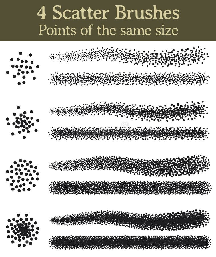 4 Scatter Brushes, Points of the Same Size Stock Vector - Illustration ...