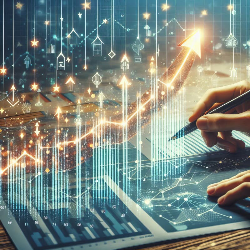 Scatter Plot with Arrows a Scatter Plot with Upward Arrows Repr Stock ...