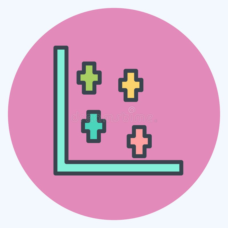 Scatter Plot II Icon in Trendy Color Mate Style Isolated on Soft Blue ...