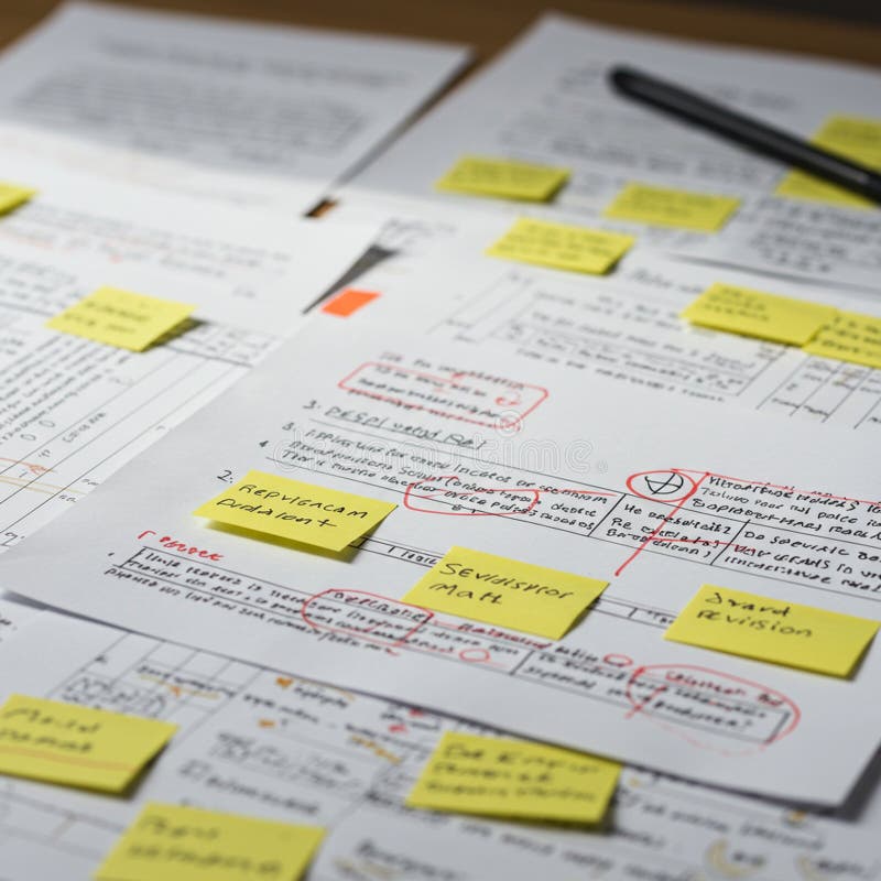 Scattered Across a Surface, Several Sheets of Paper Feature Handwritten ...