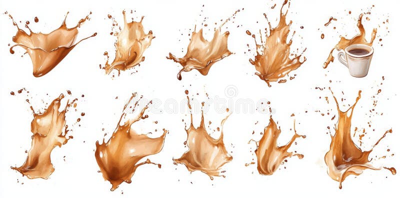 Scattered Across the Transparent Background are Brown Coffee Stains of ...