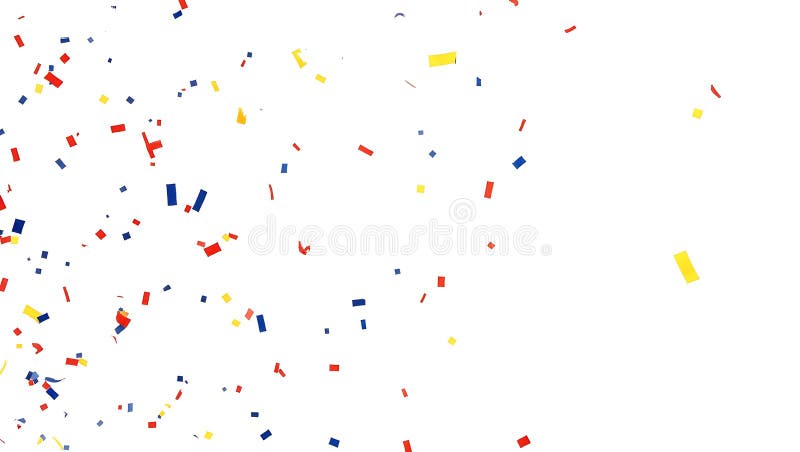 A Scattered Array of Red Blue and Yellow Confetti on a Bright White ...