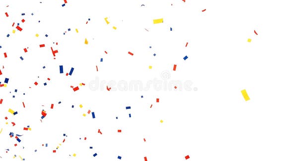 A Scattered Array of Red Blue and Yellow Confetti on a Bright White ...