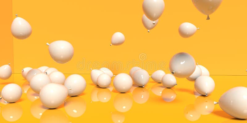 Scattered Balloons on a Colored Background - 3D Stock Illustration ...