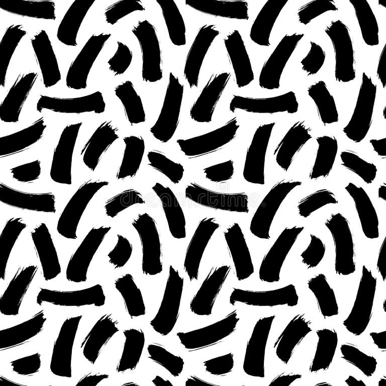 Scattered Black and White Paint Smears Vector Seamless Pattern Stock ...