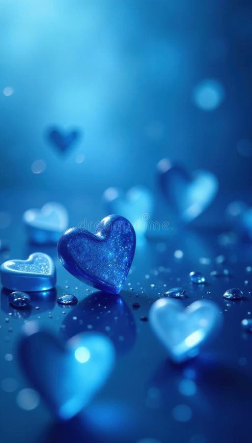 Scattered Blue Hearts, Shiny, Gradient Effect, High Resolution ...