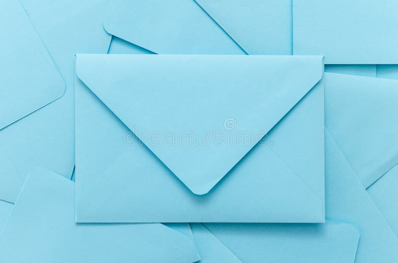 Scattered Blue Mail Envelopes Background Stock Photo - Image of paper ...