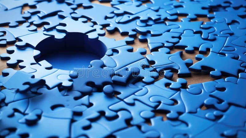 Scattered Blue Puzzle Piece Stock Illustration - Illustration of focus ...