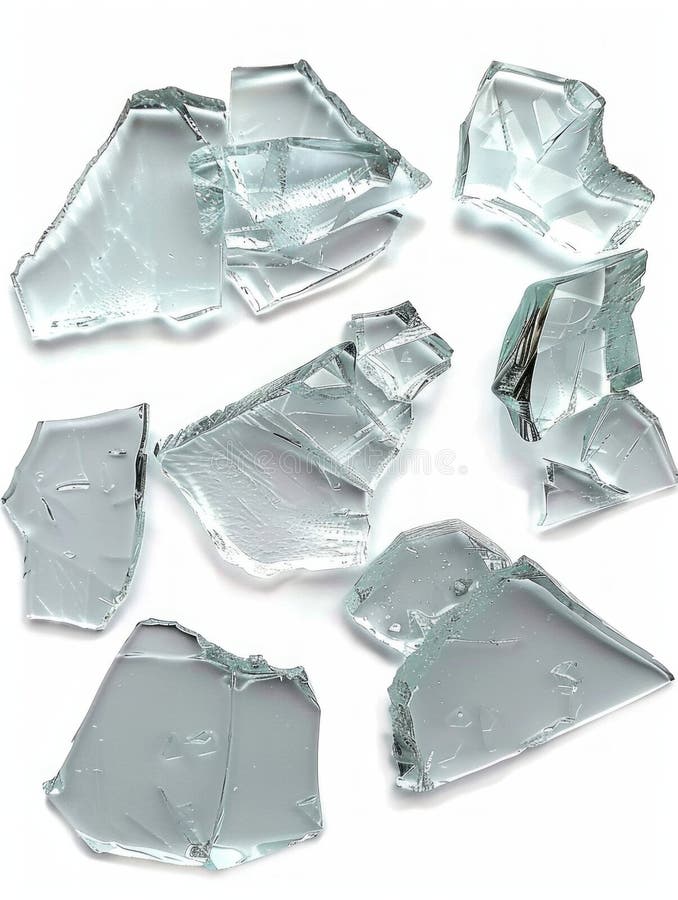 Scattered Broken Glass Shards on White Background Stock Photo - Image ...