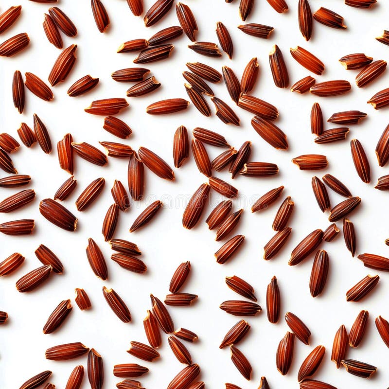 Scattered Brown Rice Grains on a White Surface Creating a Textured Food ...