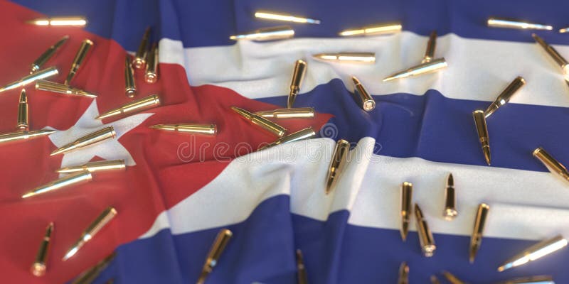 Many Bullets on the Flag of Cuba. Gun Control or War Related Conceptual ...