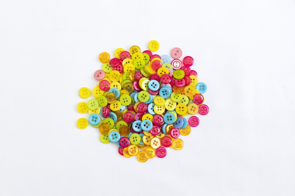 Scattered Buttons of Many Colors and Designs Stock Photo - Image of ...
